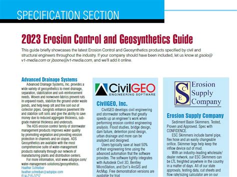Specification Section 2023 Erosion Control And Geosynthetics Guide