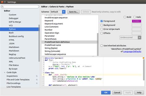 Python Change Color Of Init And Other Predefined Items In Pycharm S Syntax Highlighting