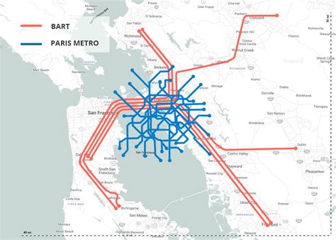Maps Compare Barts Footprint To Other Major Transit Systems Around The World
