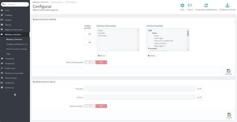 Configurar el menú de Prestashop
