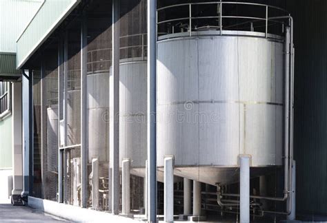 Stainless Water Tanks For Production Processes Stock Image Image Of Manhole Industry