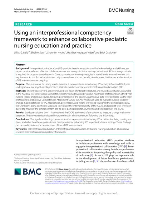 Pdf Using An Interprofessional Competency Framework To Enhance