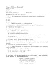 Exam Answer Key Key To Midterm Exam ECON Fall Points Date Monday