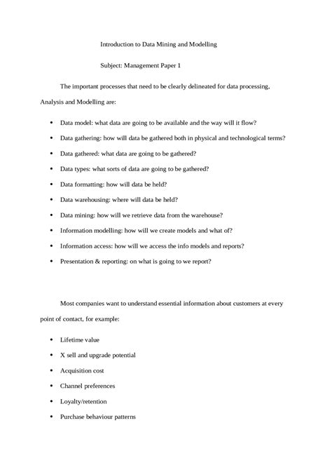 Introduction To Data Mining And Modelling Essays University