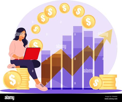 Investor Woman With Laptop Monitoring Growth Of Dividends Trader