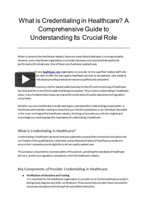 What Is Credentialing In Healthcare A Comprehensive Guide To Understanding Its Crucial Role