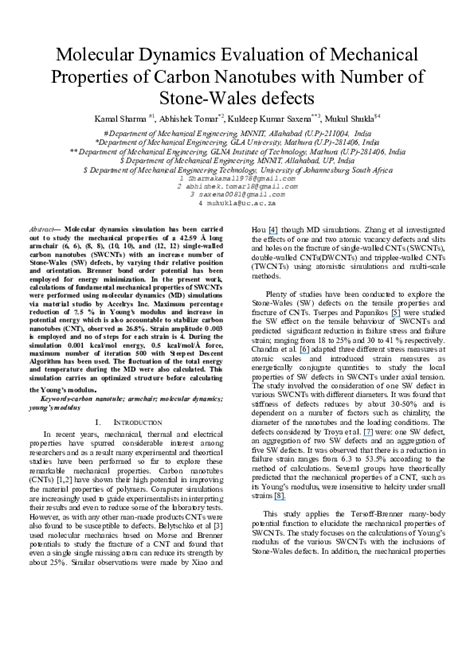 Pdf Tensile Characterization Of Single Walled Carbon Nanotubes With Helical Structural Defects