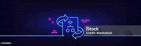 Technical Algorithm Line Icon Project Documentation Sign Neon Light Glow Effect Vector Stock