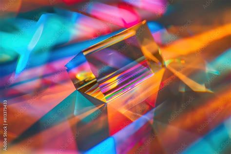 Light Spectrum Analysis Top View With A Prism Dispersing Light To