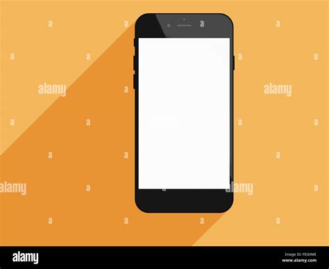 Realistic Mobile Phone Touch Screen Smartphone With Blank Screen And Long Shadows Flat Design