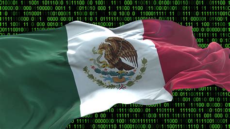 멕시코 국기 이진 코드가 있는 매트릭스 디지털 배경에 3d 사실적인 물결 깃발 0명에 대한 스톡 사진 및 기타 이미지 0명 국기 기 Istock