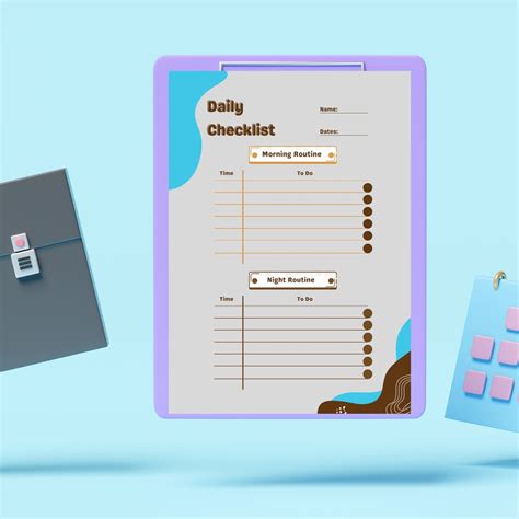 Printable Task Checklist Planner Insert Planning Daily Routine Chart Daily Task Planner Adult