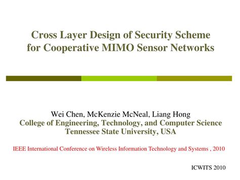 PPT Cross Layer Design Of Security Scheme For Cooperative MIMO Sensor Networks PowerPoint