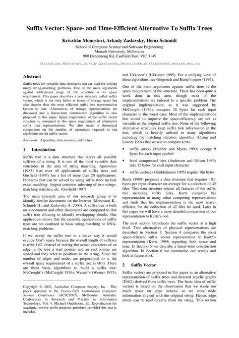 Pdf Suffix Vector Space And Time Efficient Alternative To Suffix Trees