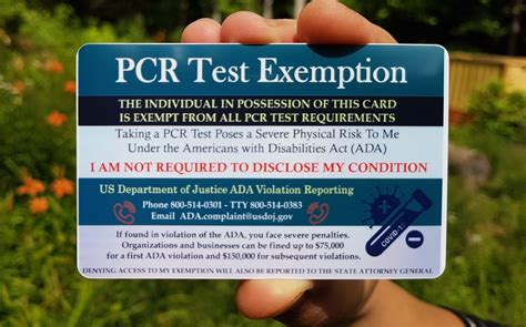Pcr Test Exemption Card Exemption Cards