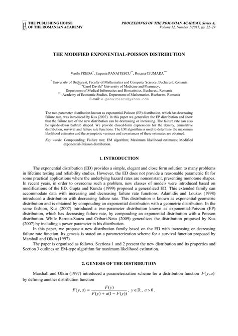 pdf the modified exponential poisson distribution
