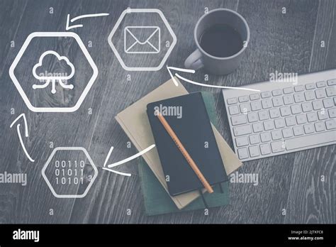 Workflow Organization Concept Office Desktop Internet Online Communication Digital Data In
