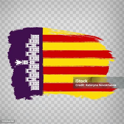 마요르카 브러시 스트로크의 플래그 웹 사이트 디자인 앱 Ui에 대한 투명한 배경에 발레 아레스 제도의 플래그 마요르카 스페인