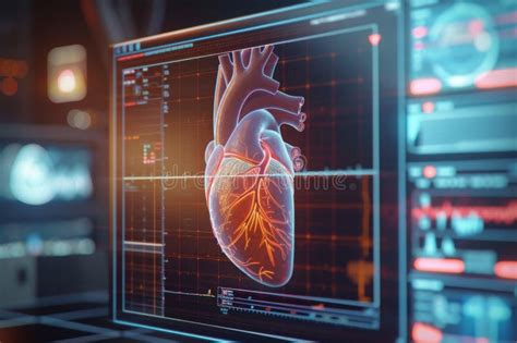 Artificial Intelligence Analyzing A Cardiovascular Scan Stock