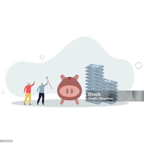 은퇴 후 행복한 삶과 재정적 자유에 대한 저축flat 벡터 일러스트 레이 션 가격에 대한 스톡 벡터 아트 및 기타 이미지