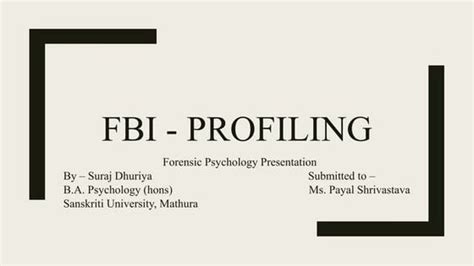 Forensic Psychology Criminal Profiling Pptx
