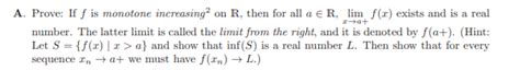 Solved 10 A Prove If F Is Monotone Increasing On R Then