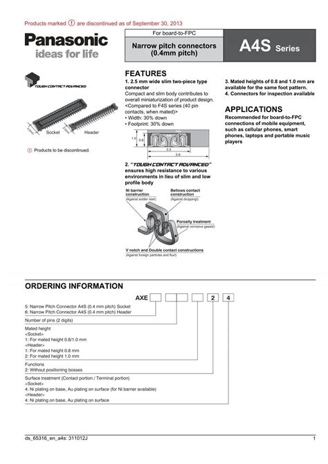 PDF Data Sheet Panasonic Electric Works Europe AG PDF Data Sheet Panasonic Electric Works Europe AG