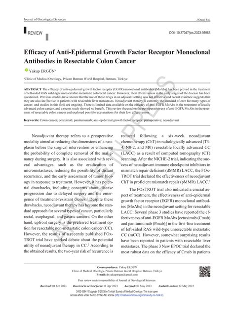 Pdf Efficacy Of Anti Epidermal Growth Factor Receptor Monoclonal Antibodies In Resectable