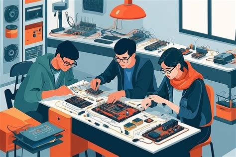 Premium Photo Electronics Lab Assembly Flat Vector Illustration Of