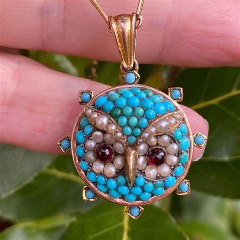 Turquoise Owl Victorian Turquoise Victorian Jewelry Unisex Pendant