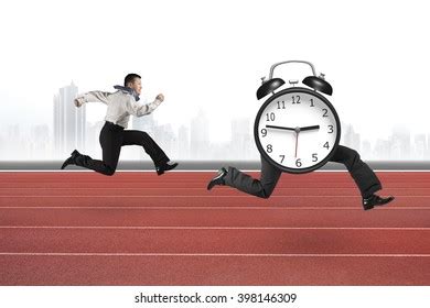 Man Running After Alarm Clock Running Stock Photo 398146309 Shutterstock
