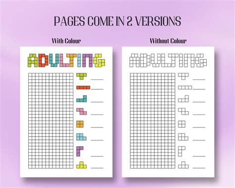 Printable Adulting Tracker Monthly Log Game Fun Habit Adult Task Tracking Tetris Like