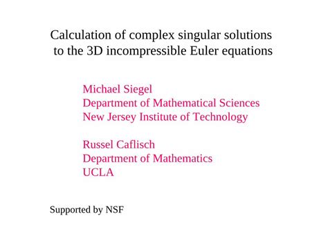 Pdf Calculation Of Complex Singular Solutions To The 3d 100 1 1