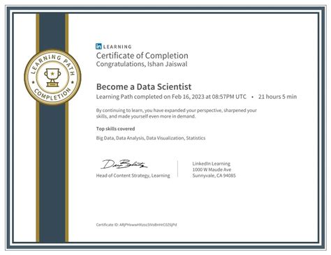 ishan jaiswal on linkedin certificate of completion