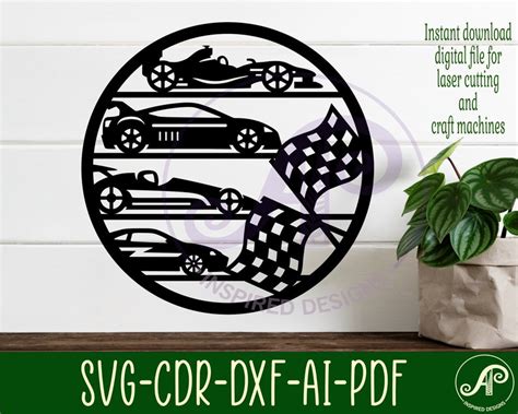 Race Car Wall Art Sport Racing Theme Laser Cut Files Digital
