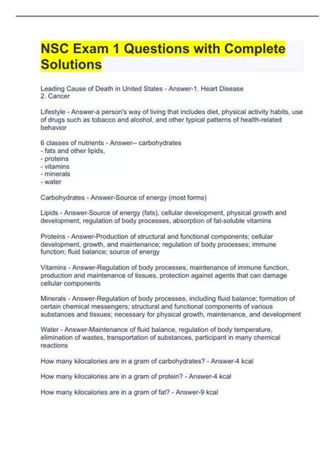 NSC Exam 1 Questions With Complete Solutions NSC Stuvia US