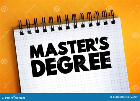Master`s Degree Text Quote On Notepad Concept Background Stock Image