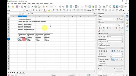 Libreoffice Calc Align Text Left Centered Right Justified