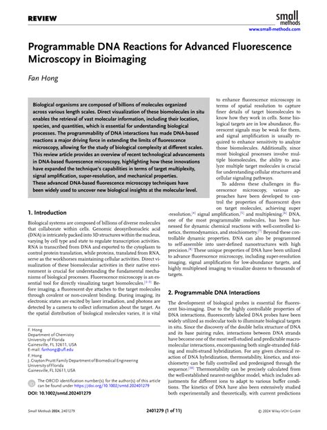 Programmable Dna Reactions For Advanced Fluorescence Microscopy In Bioimaging