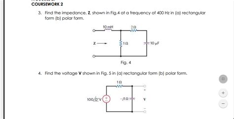 Solved COURSEWORK Find The Impedance Z Shown In Fig Chegg