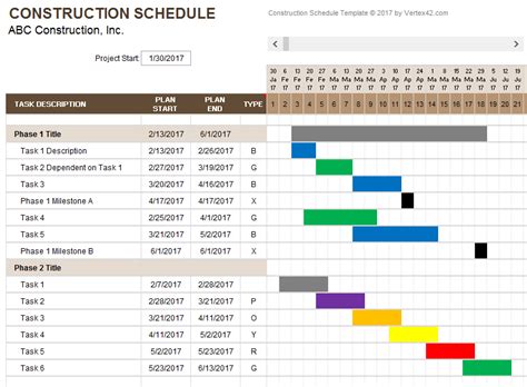 Construction Schedule Template Free Printable Schedule Template