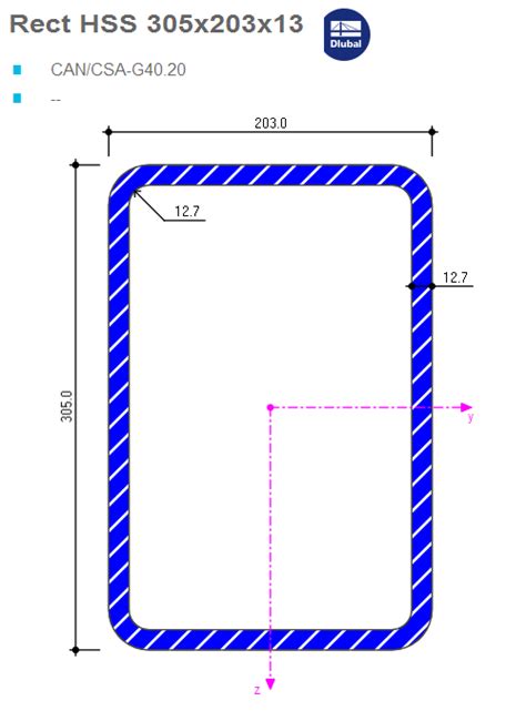 Rect Hss 305x203x13 Cisc 9 Cross Section Properties And Analysis
