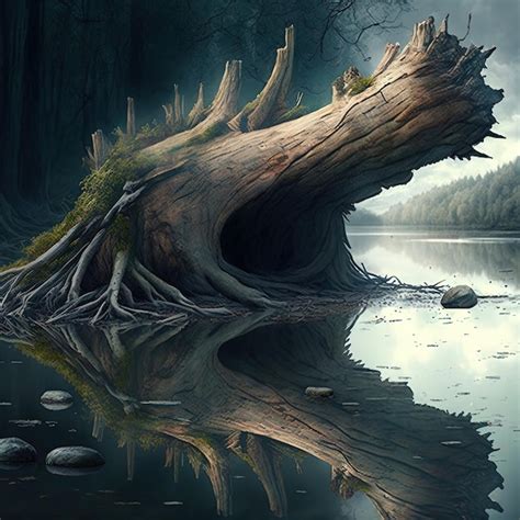 Premium Photo A Tree Trunk Is Reflected In The Water With The Words Tree On The Bottom