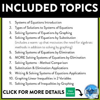 Algebra Unit Binder Notes Systems Of Equations Inequalities