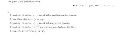Solved The Graph Of The Parametric Chegg