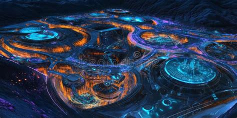 A Mesmerizing Futuristic Ai Driven Planetary Colonization Concept Displaying Glowing Cybernetic