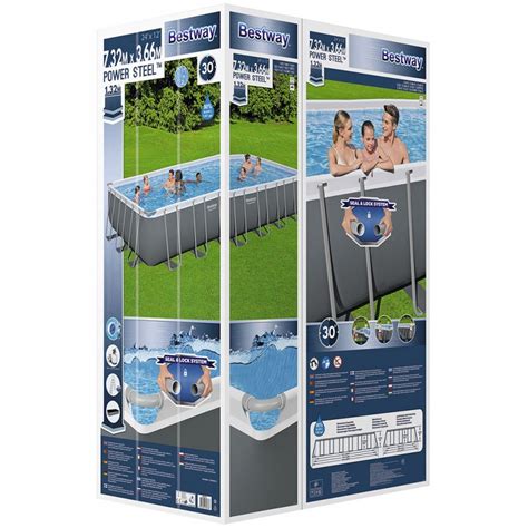 BESTWAY Power Steel Frame Pool 732 x 366 x 132 cm, Komplett-Set mit ...