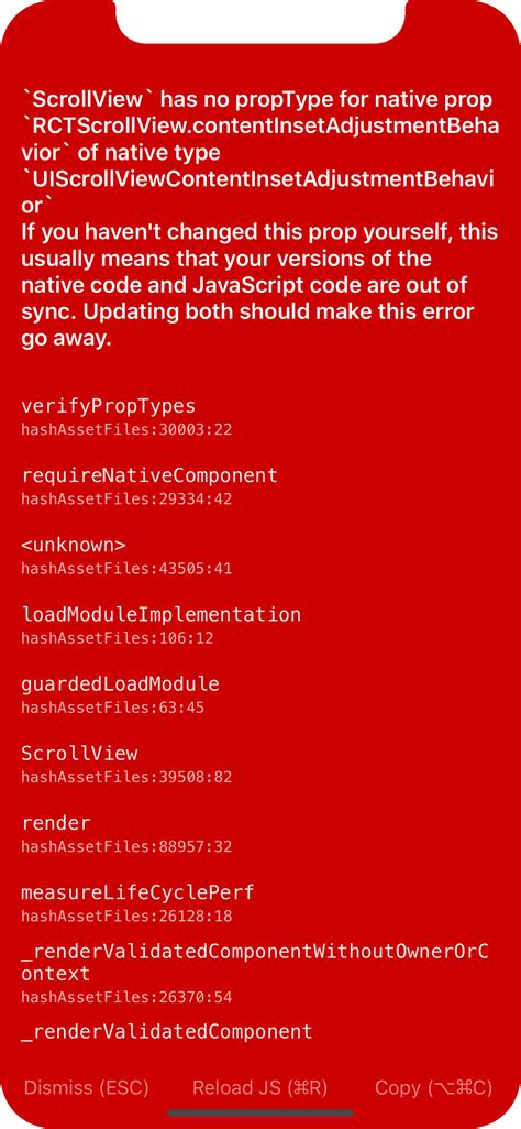 `scrollview` Has No Proptype For Native Prop `ntentinsetadjustmentbehavior` Of