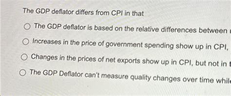 Solved The GDP Deflator Differs From CPI In ThatThe GDP Chegg
