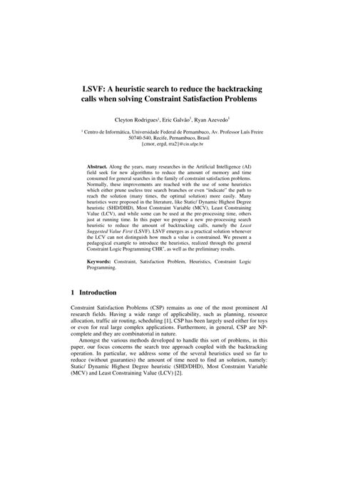 pdf lsvf a heuristic search to reduce the backtracking calls when